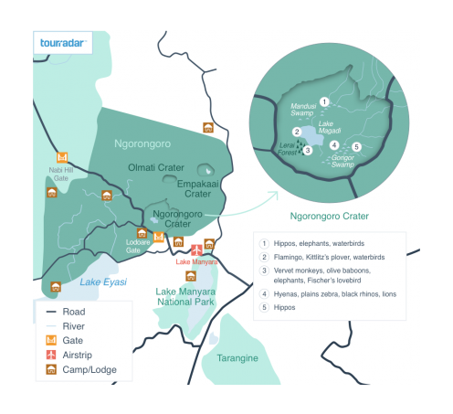 Ngorongoro Maps of Conservation Area & Crater - TourRadar