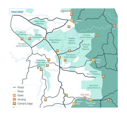 Kruger Maps: Camps, Animals & Surroundings - TourRadar