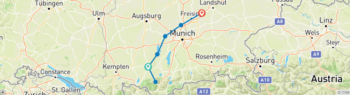 Der Ammer-Amper-Radweg von Oberammergau nach Moosburg mit ...